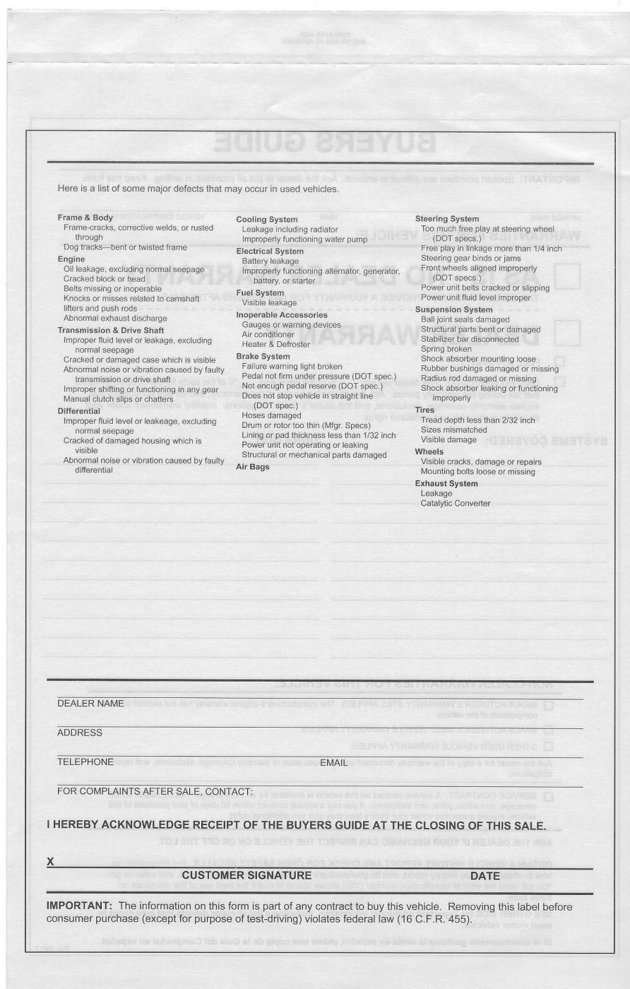 Ftc Buyers Guide Fillable Form - Printable Forms Free Online